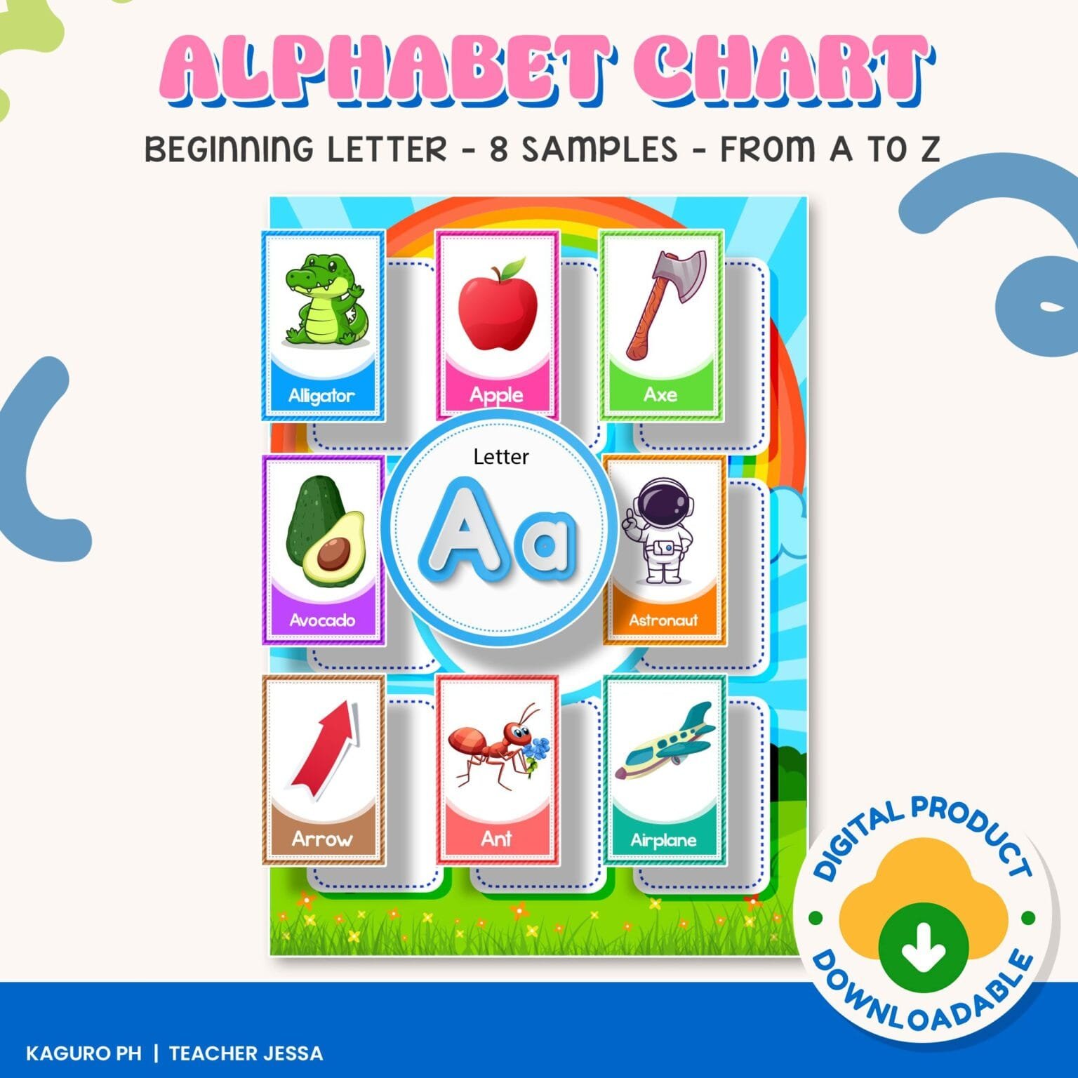 Alphabet Chart – Beginning Letter with 8 Samples per Letter - Kaguro Ph