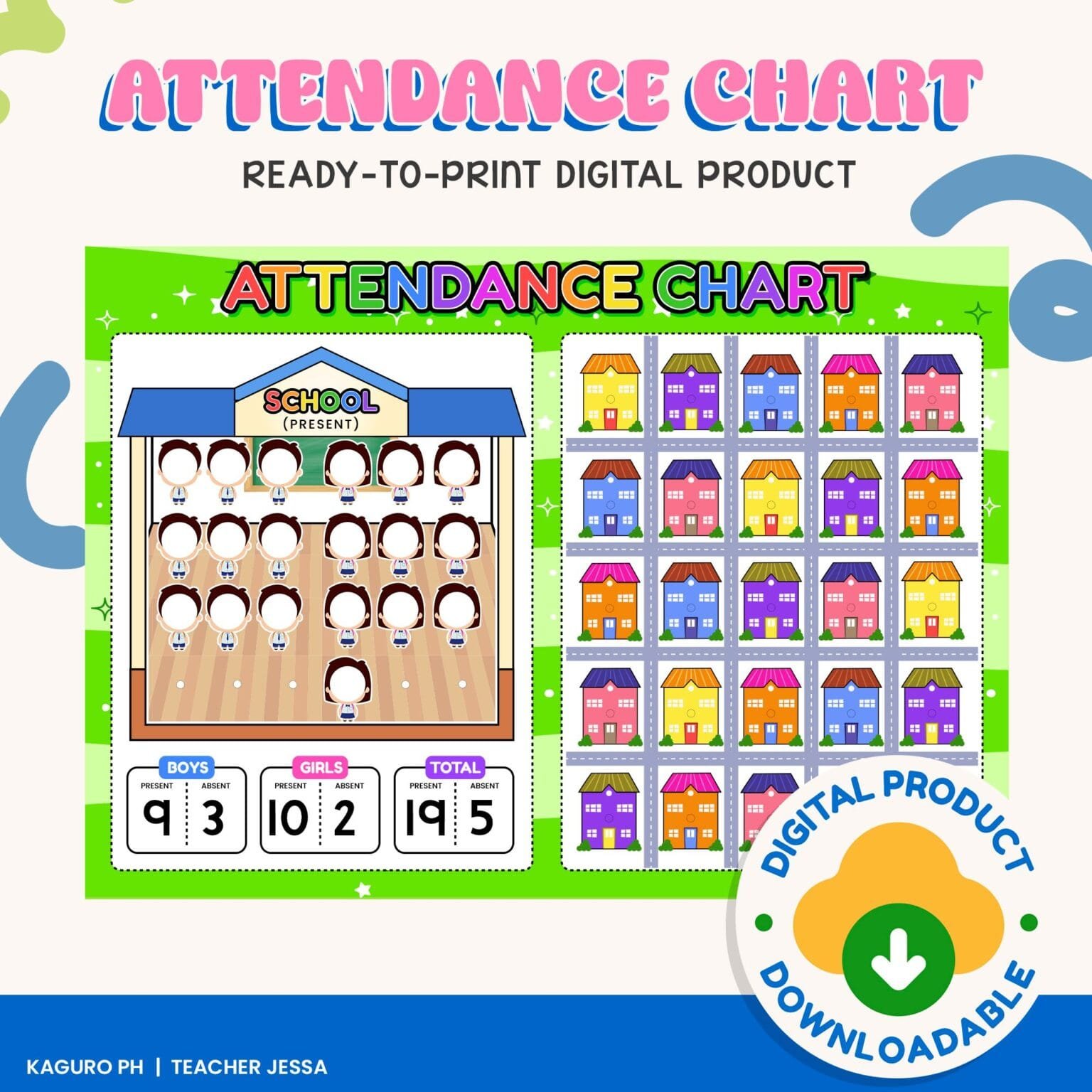 ATTENDANCE CHART SCHOOL CONCEPT (Digital downloadable product) - Kaguro Ph