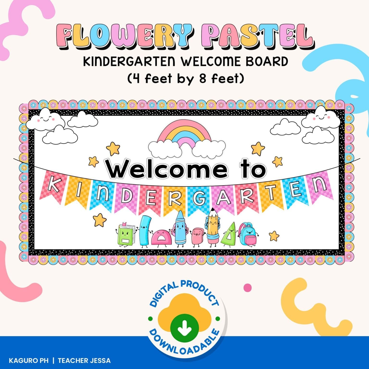 Kindergarten Welcome Board Design – (Flowery Pastel) - Kaguro Ph