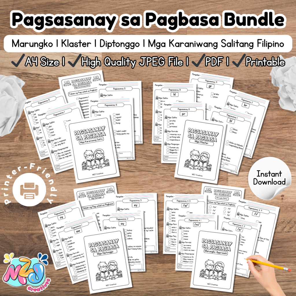 Complete Pagsasanay sa Pagbasa Worksheets Bundle | Marungko, Klaster ...
