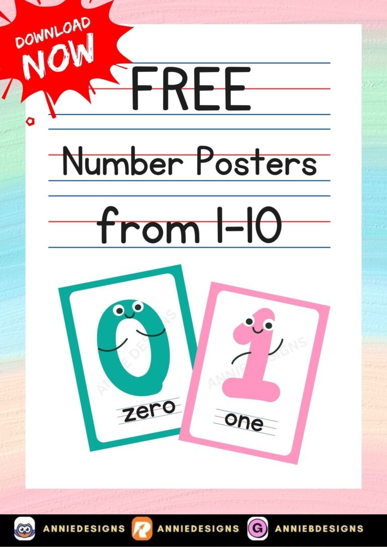 FREEBIE – Number Posters from 1-10 | By: Annie Bustillos @anniedesigns ...
