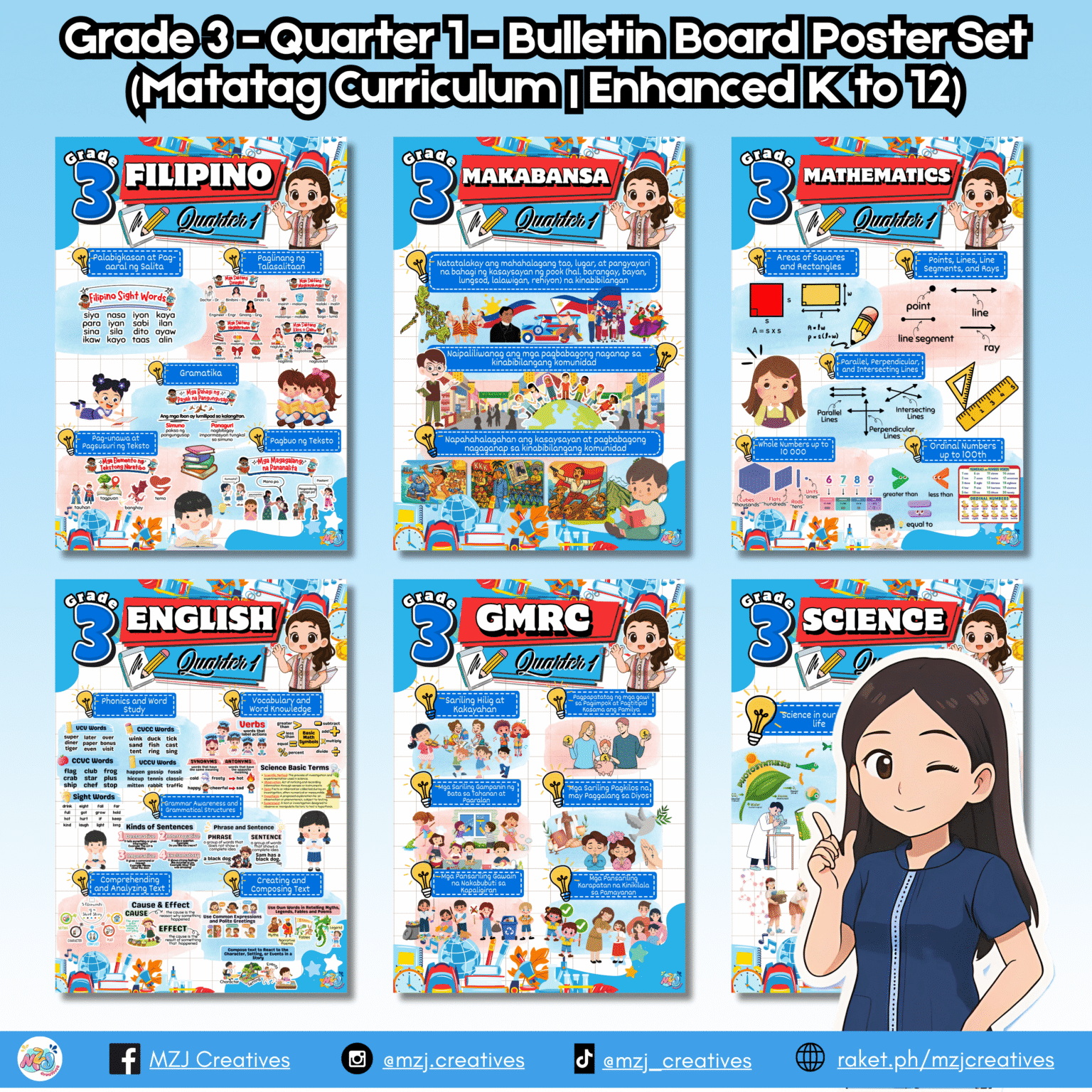 Grade 3 – Quarter 1 – Bulletin Board Poster Set (Matatag Curriculum ...