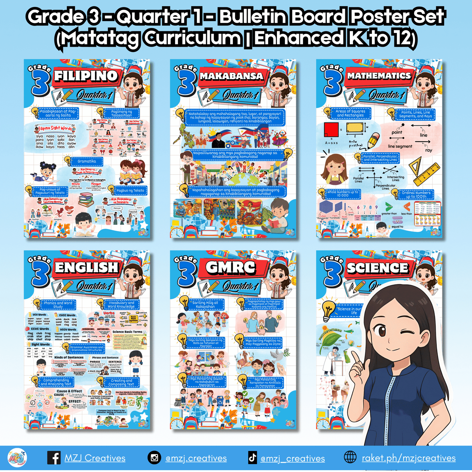 Grade 3 – Quarter 1 – Bulletin Board Poster Set (Matatag Curriculum ...
