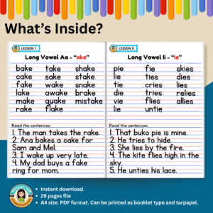 LONG VOWELS (CVCe) – WORDS & SENTENCES - Kaguro Ph