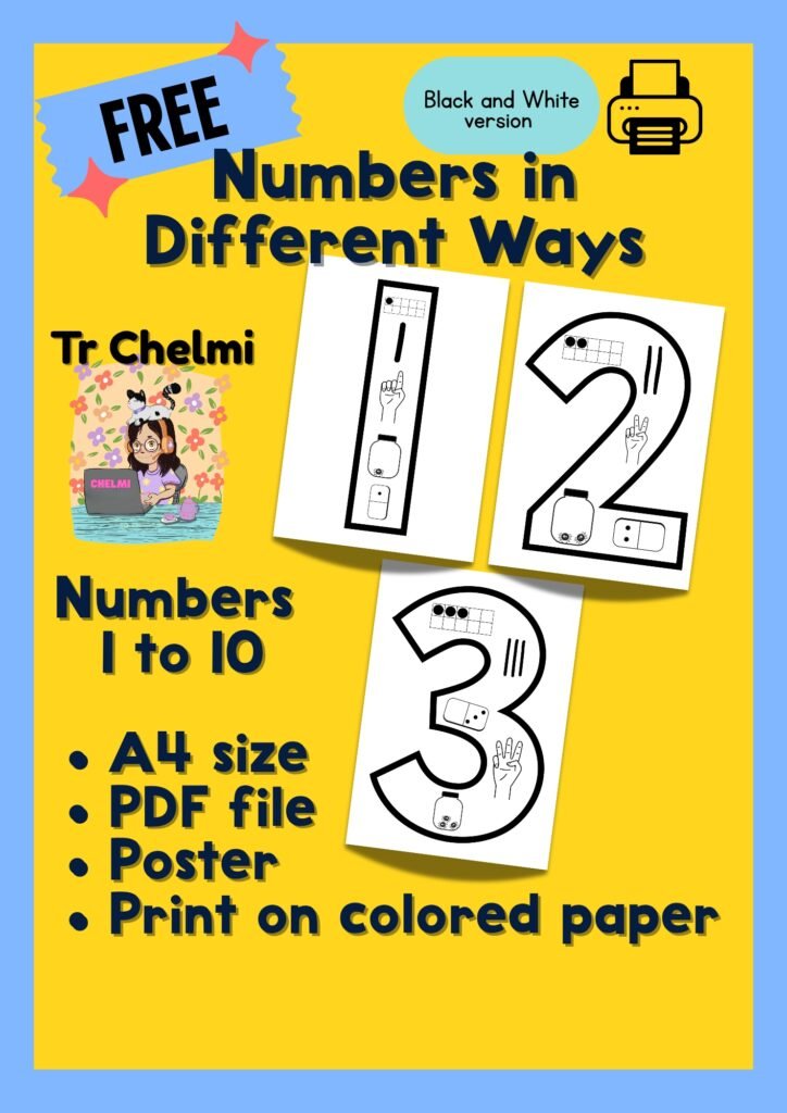 FREE Number 1 to 10 Poster A4 size Black and White - Kaguro Ph
