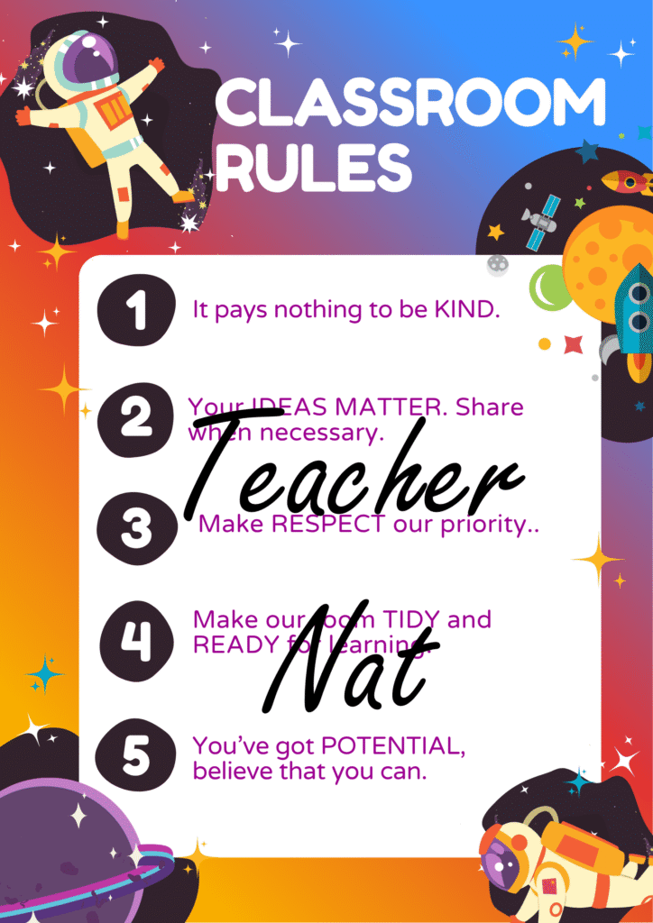OUTER SPACE THEME-classroom rules - Kaguro Ph