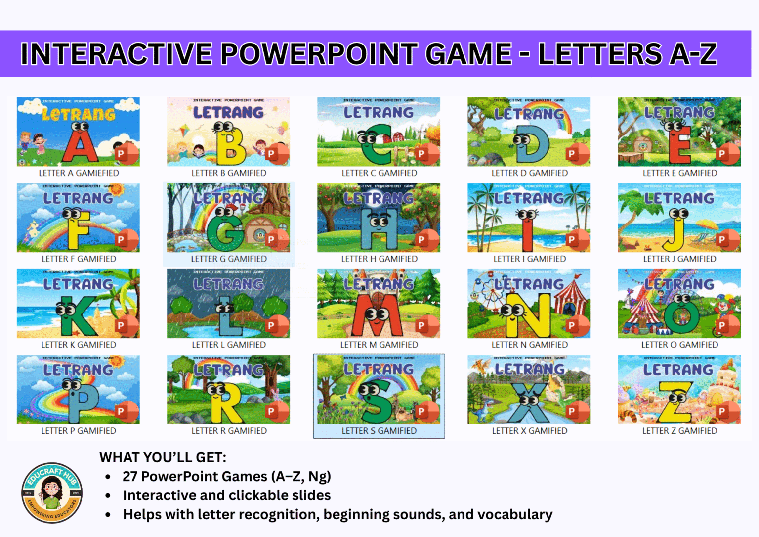 INTERACTIVE POWERPOINT GAMES – LETTER A-Z - Kaguro Ph