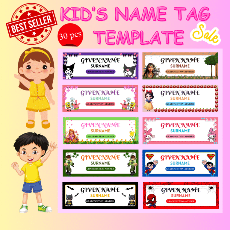 Name Tag Templates for Kids – Fun & Cute Designs - Kaguro Ph