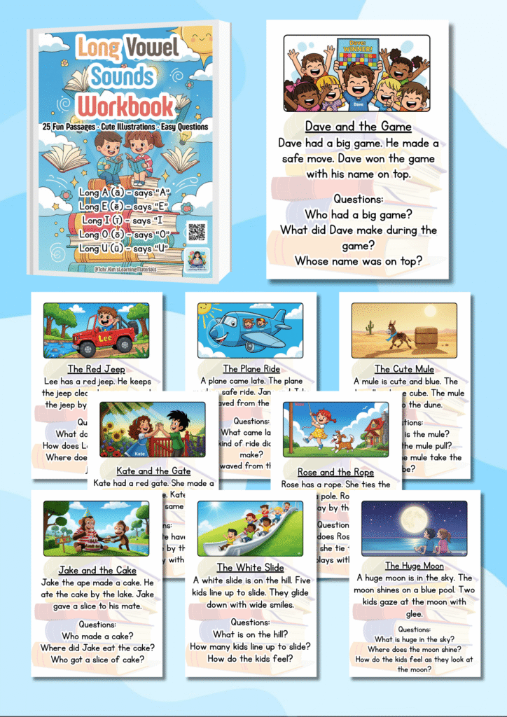 Long Vowel Sounds Reading Workbook - Kaguro Ph