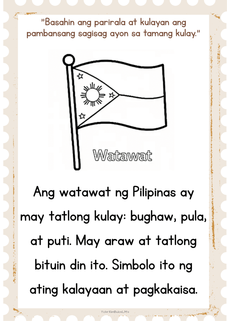 15 Pambansang Sagisag Trace, Write and Color - Kaguro Ph
