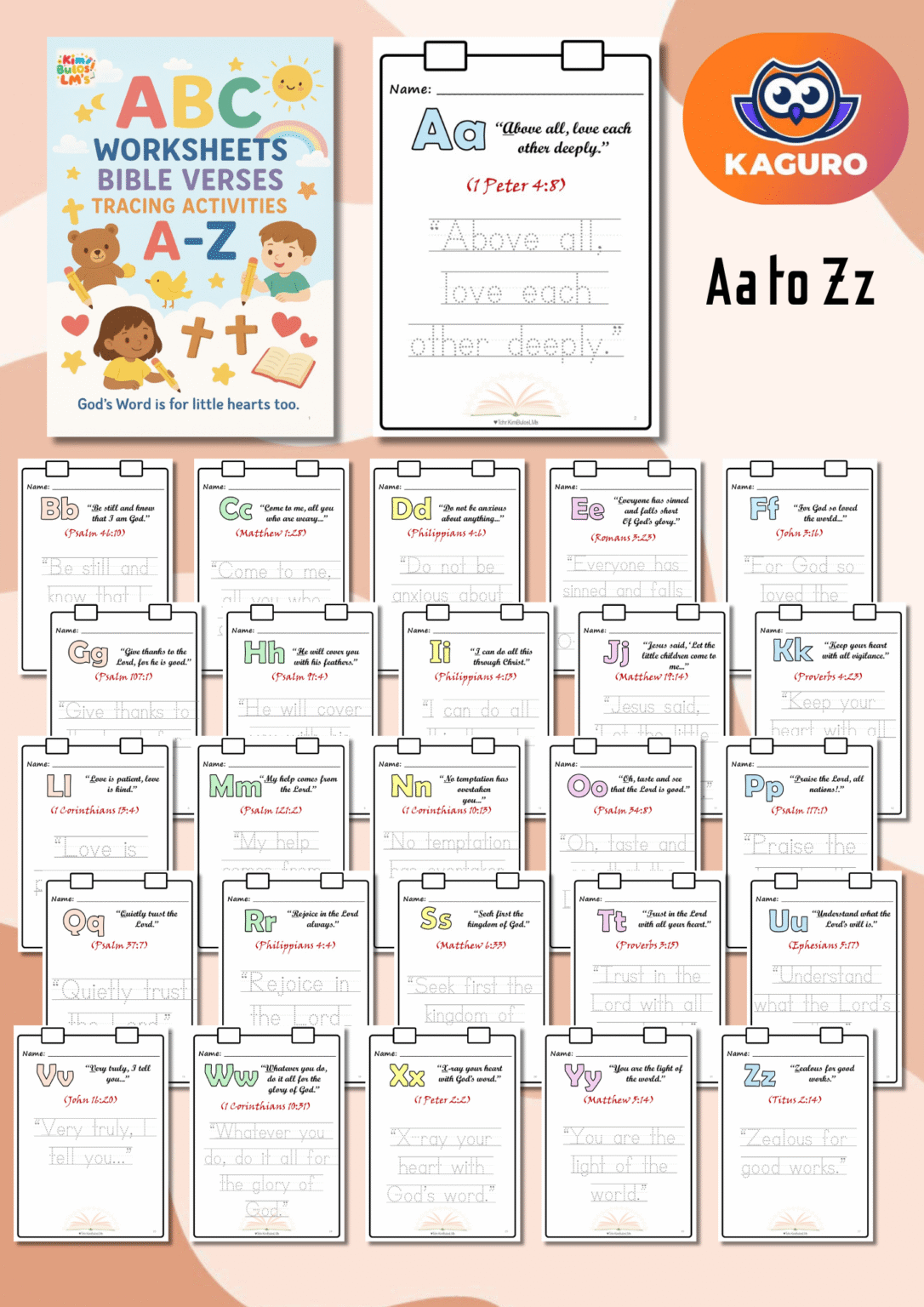 ABC Tracing Bible Verses from A to Z - Kaguro Ph