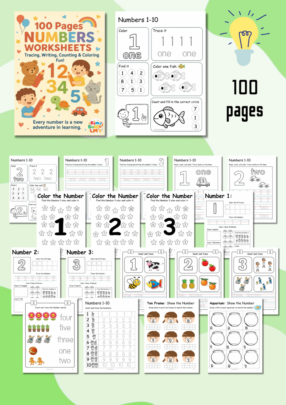 Numbers Worksheets (100pages) - Kaguro Ph