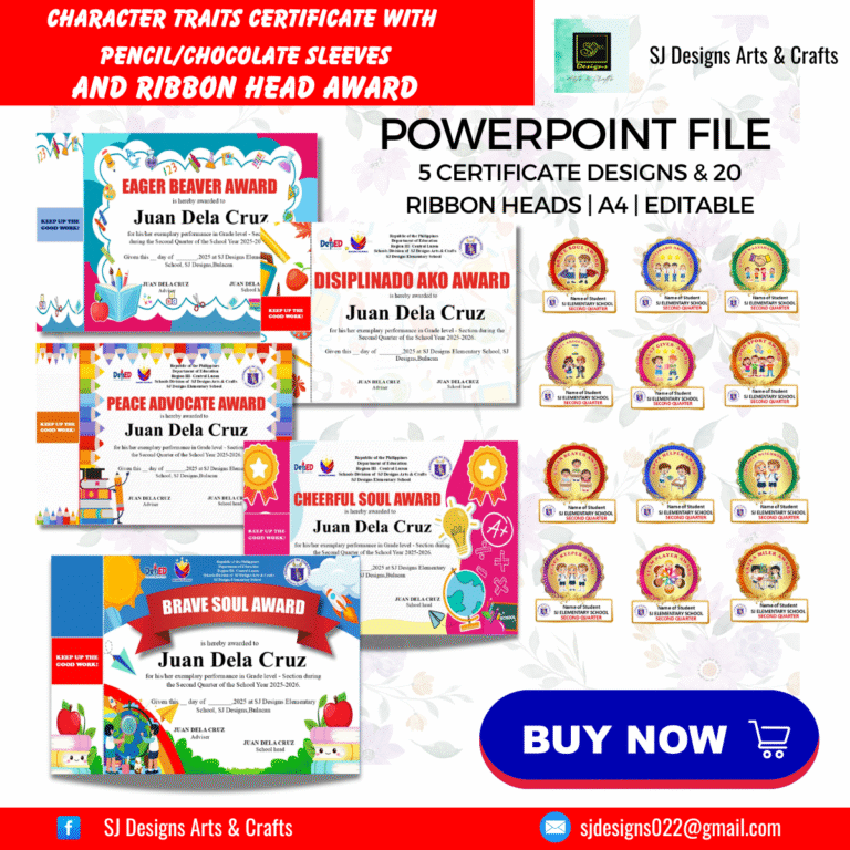 CHARACTER AWARD CERTIFICATES AND RIBBONS FOR KINDER TO GRADE 3 - Kaguro Ph