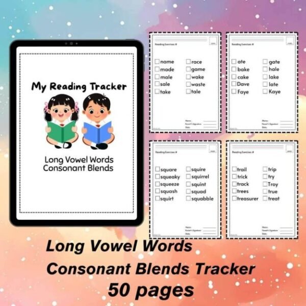 Long Vowel Words Reading Tracker - Kaguro Ph