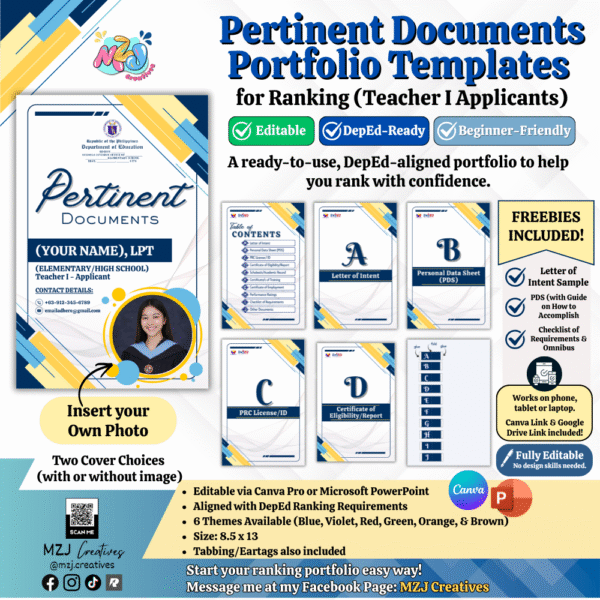 Pertinent Documents Portfolio Templates for Teacher I Ranking ...