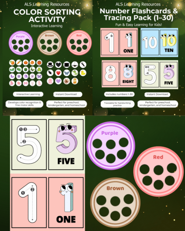Interactive Learning Bundle: Color Sorting Activity + Number Flashcards ...