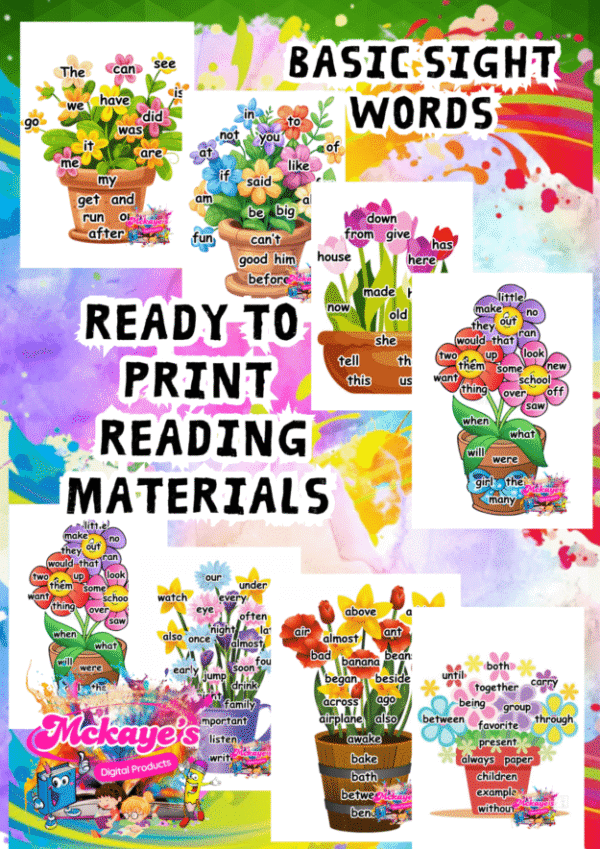 Basic Sight Words in Flower Pot Ready to Print in a4 PDF Files - Kaguro Ph