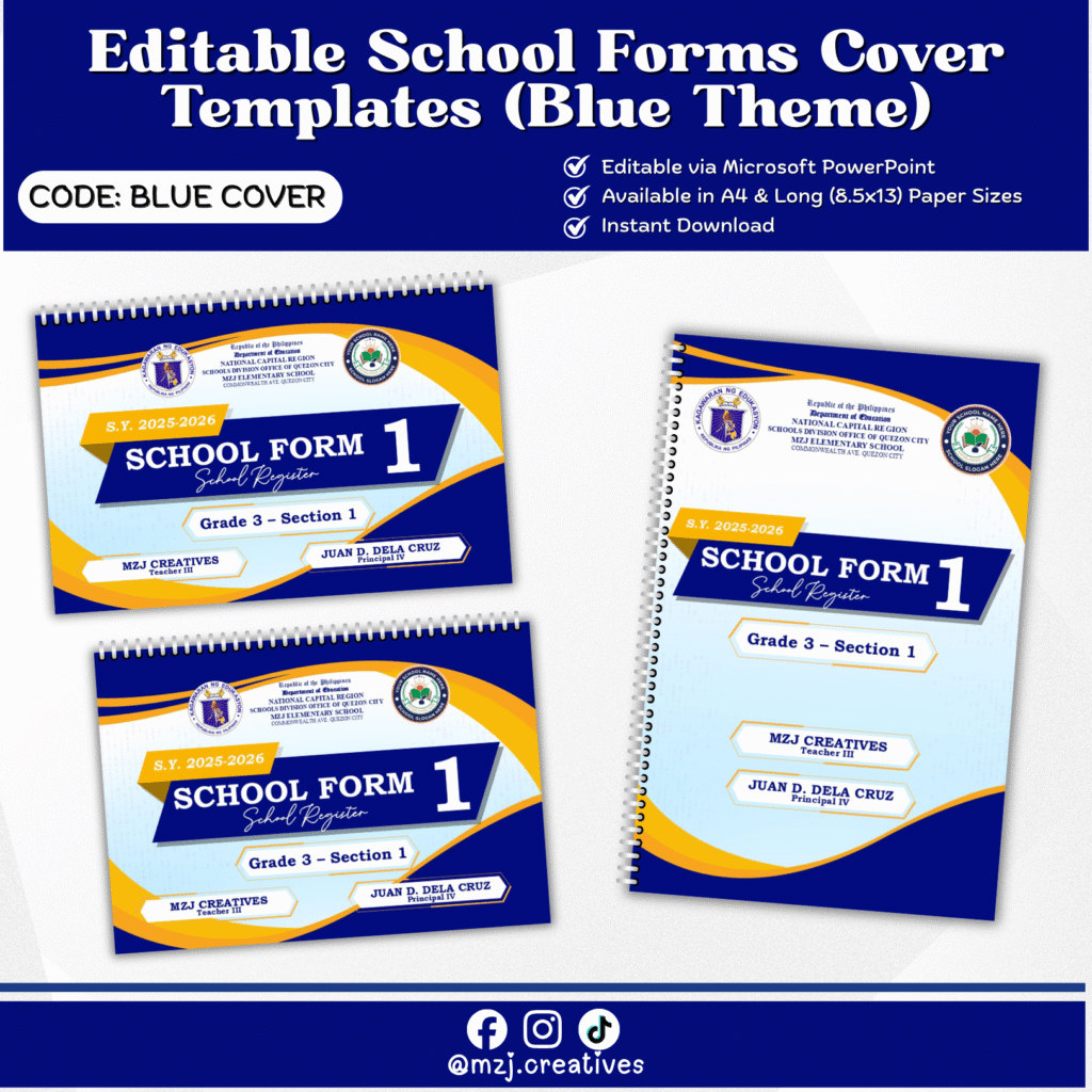 DepEd School Forms Cover Templates (Blue) – Editable PowerPoint SF1 ...