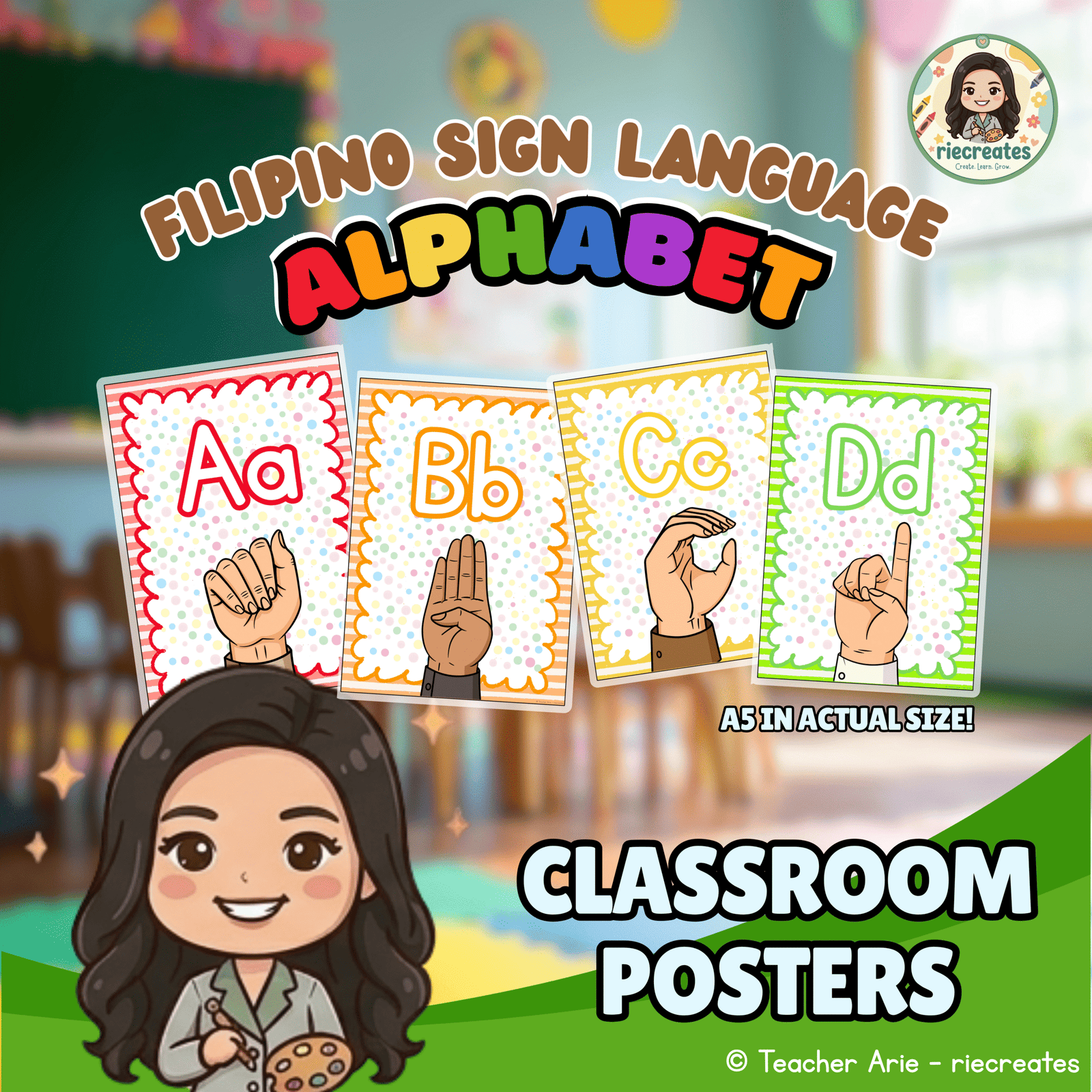 Filipino Sign Language Alphabet Poster – Colorful Classroom Decor by ...