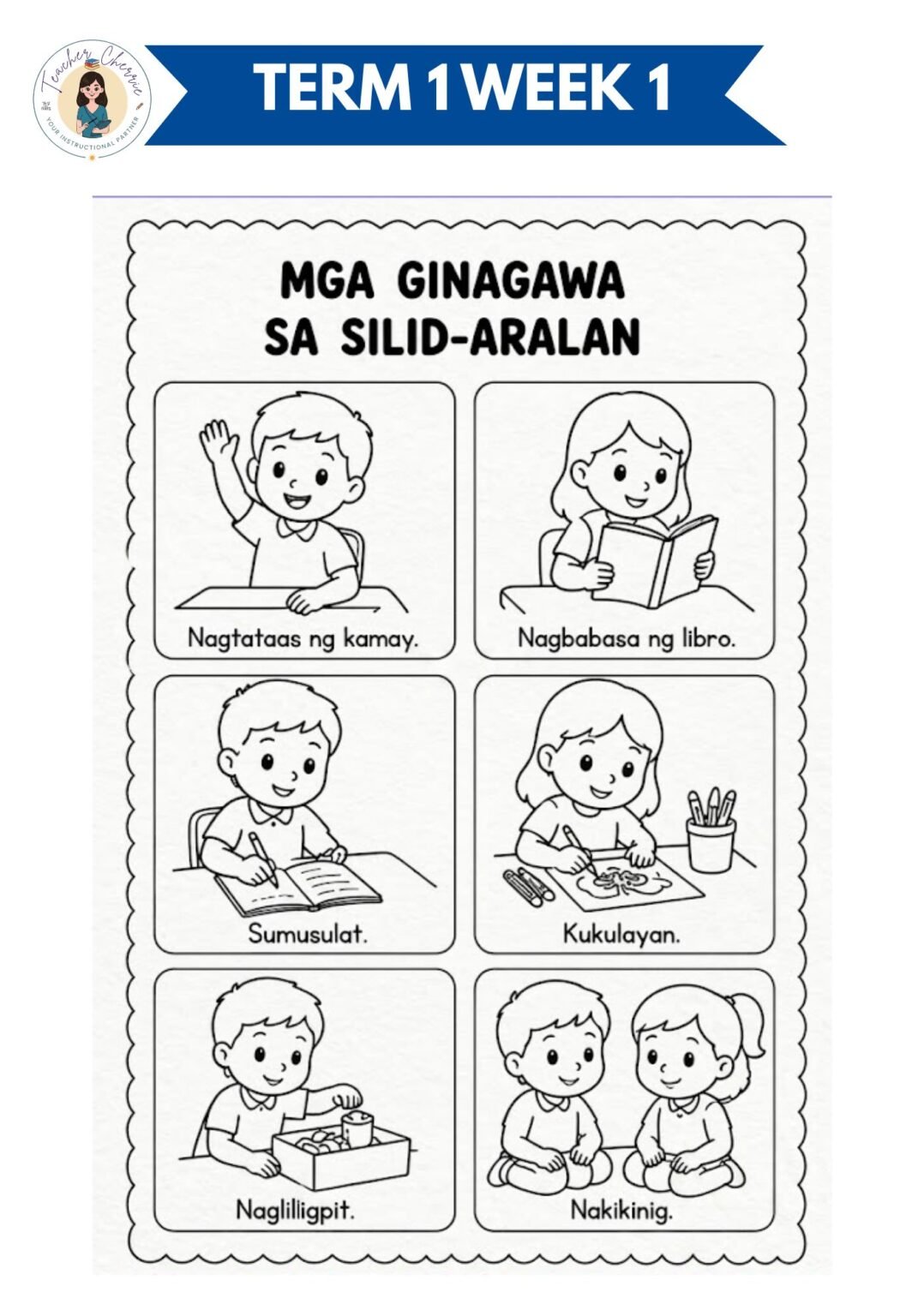 Kindergarten Term 1 Week 1 Worksheets - Kaguro Ph