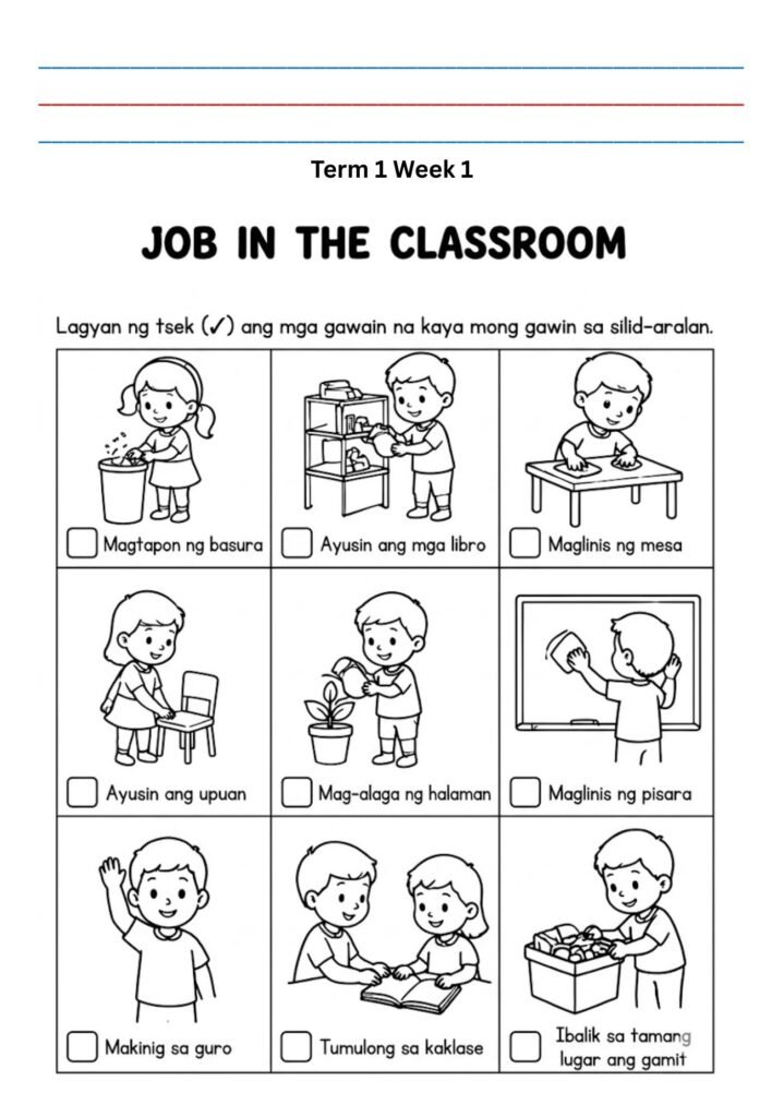 Kindergarten Term 1 Week 1 Worksheets - Kaguro Ph