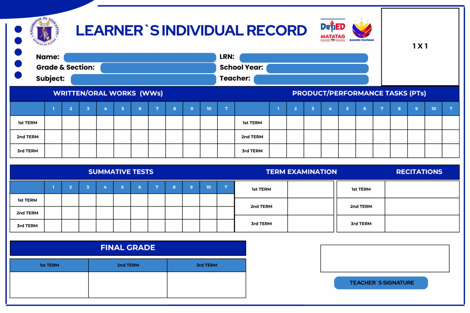 LEARNER`S INDIVIDUAL RECORD CARD FOR SY 2026-2027 - Kaguro Ph