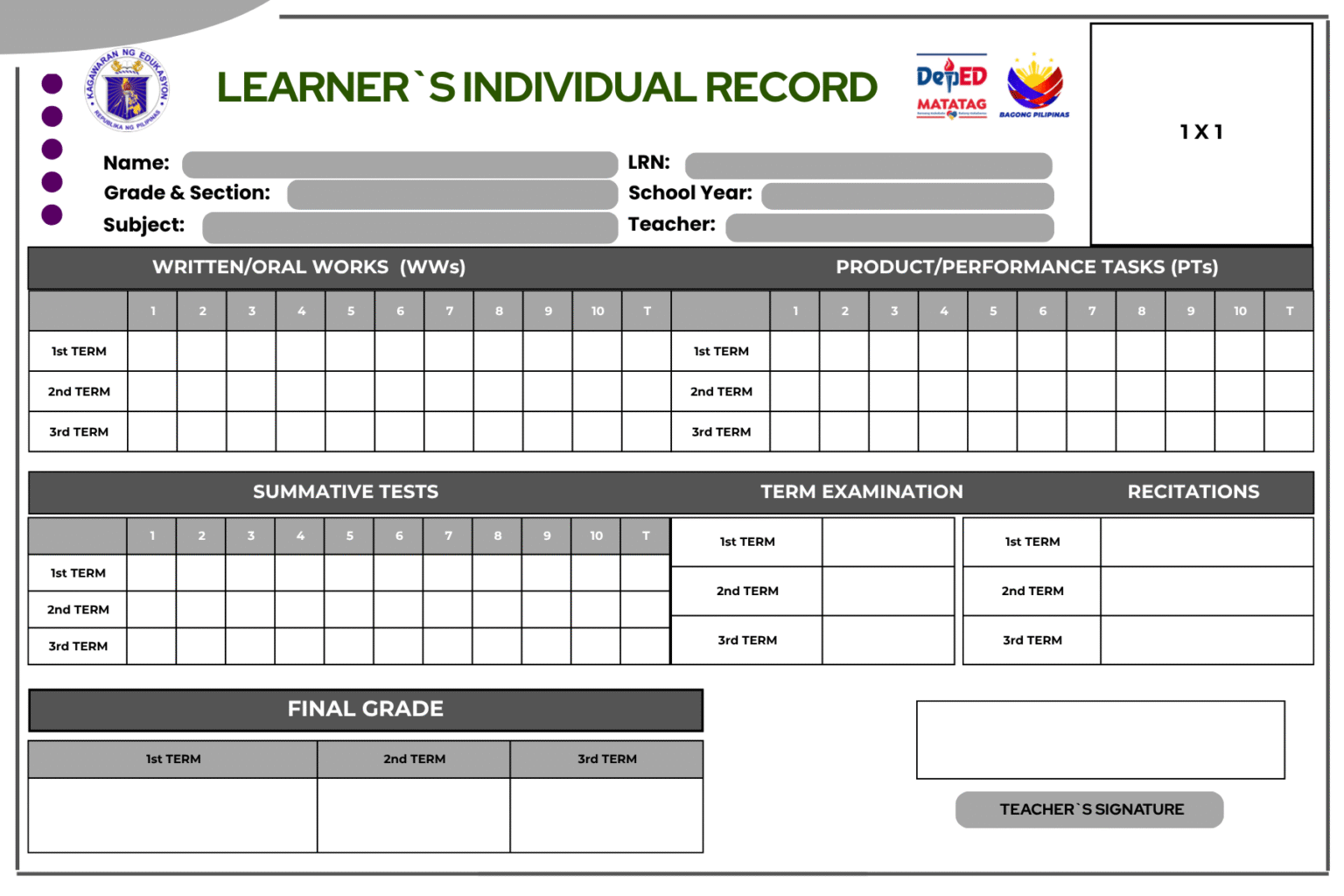 LEARNER`S INDIVIDUAL RECORD CARD FOR SY 2026-2027 - Kaguro Ph