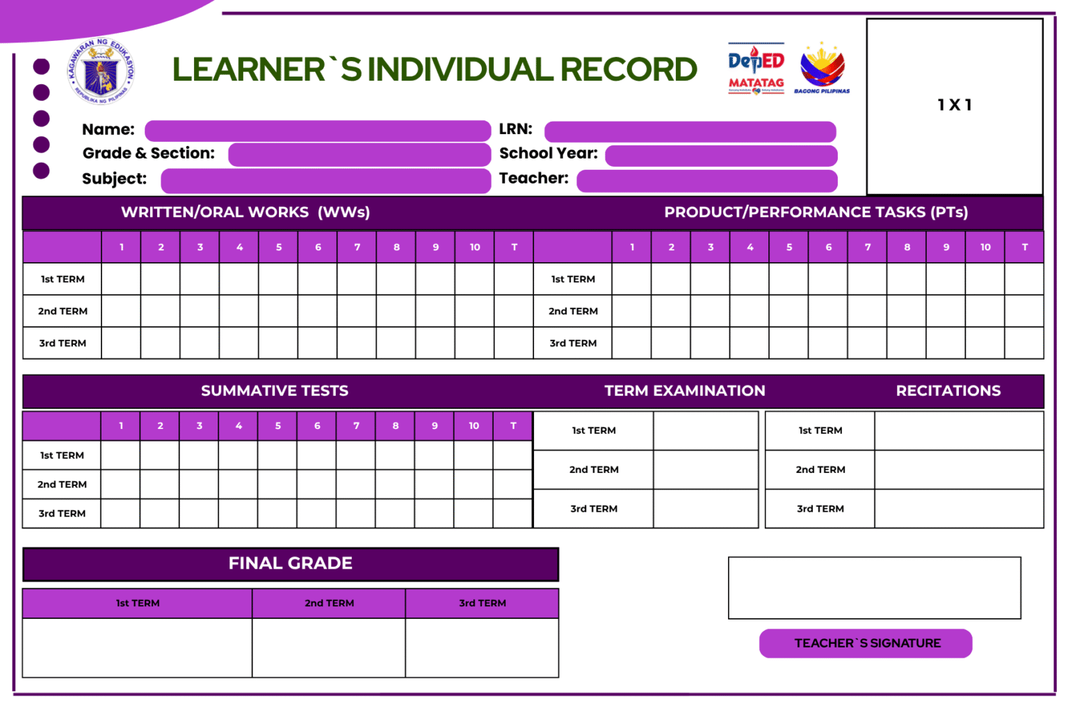 LEARNER`S INDIVIDUAL RECORD CARD FOR SY 2026-2027 - Kaguro Ph