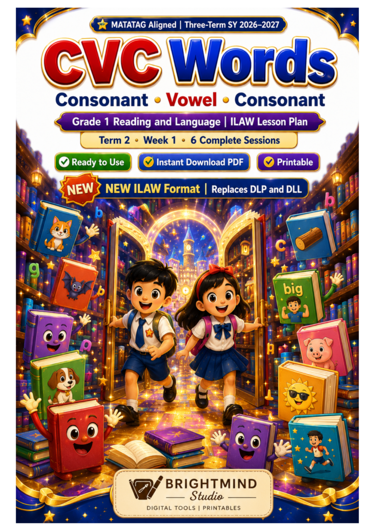 Grade 1 Reading and Literacy | CVC Words | ILAW Lesson Plan | MATATAG ...